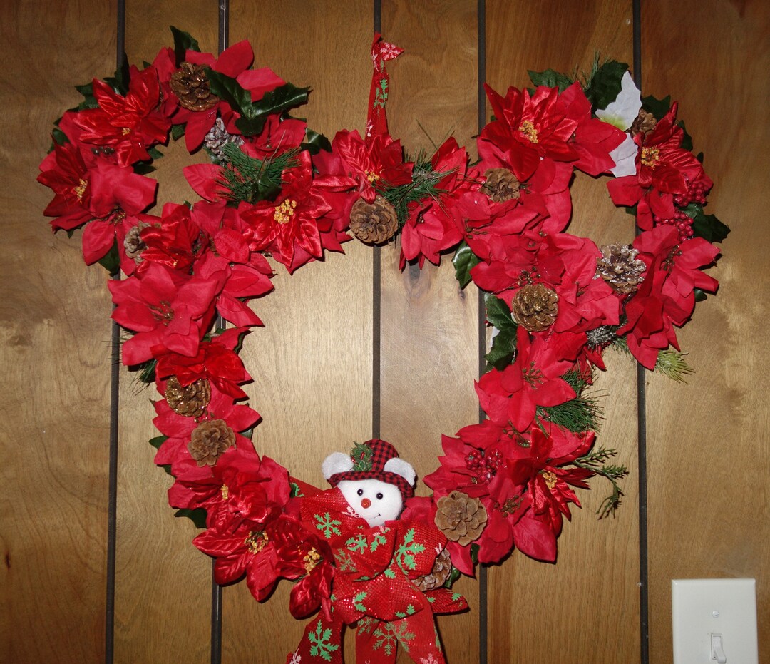 Disney Mickey Mouse Shape Red Poinsettia Christmas Holiday Decor Gift ...