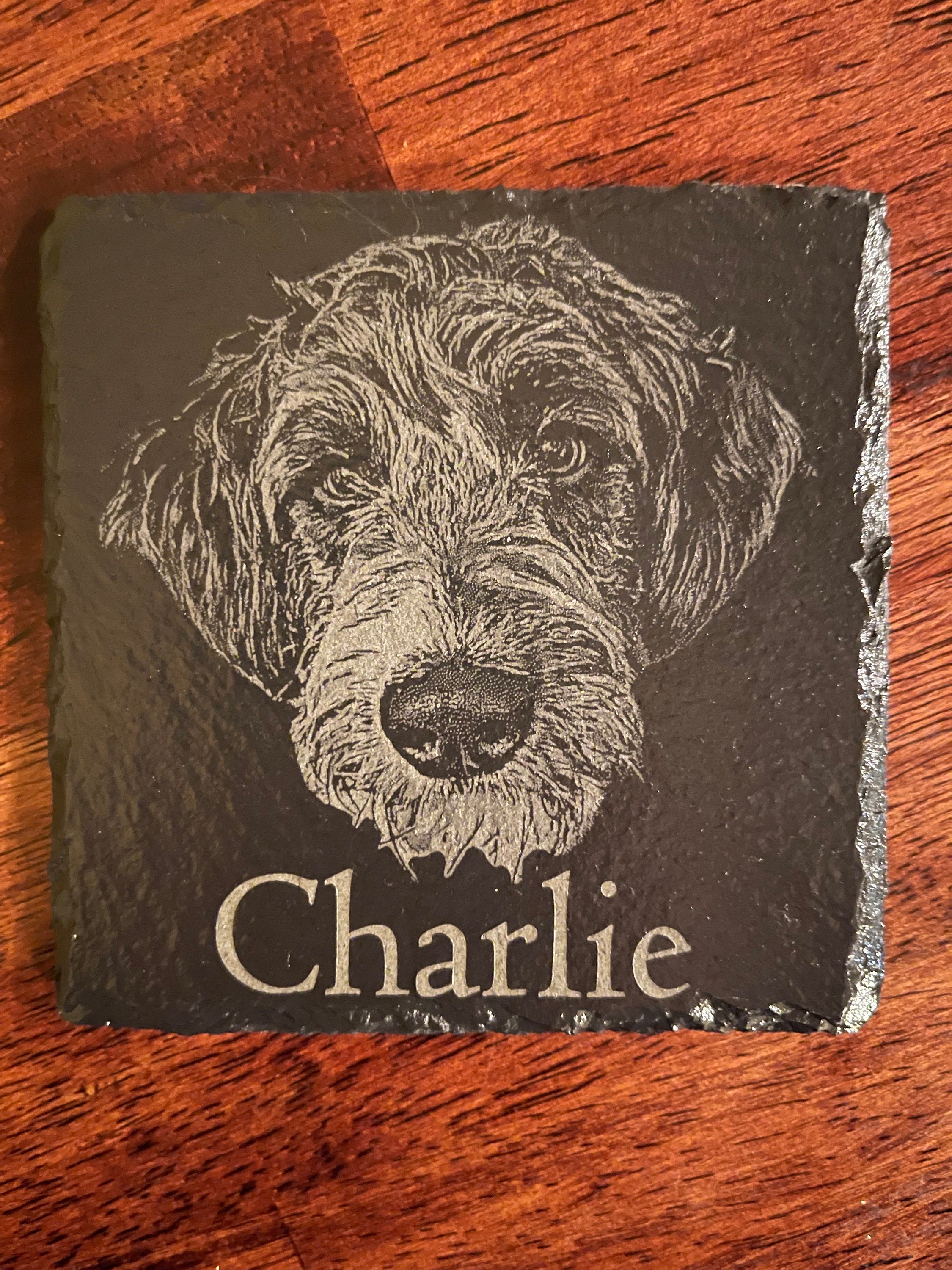 Pet Photo 4X4 Personalized Laser Engraved Slate Coaster With Stand - Etsy