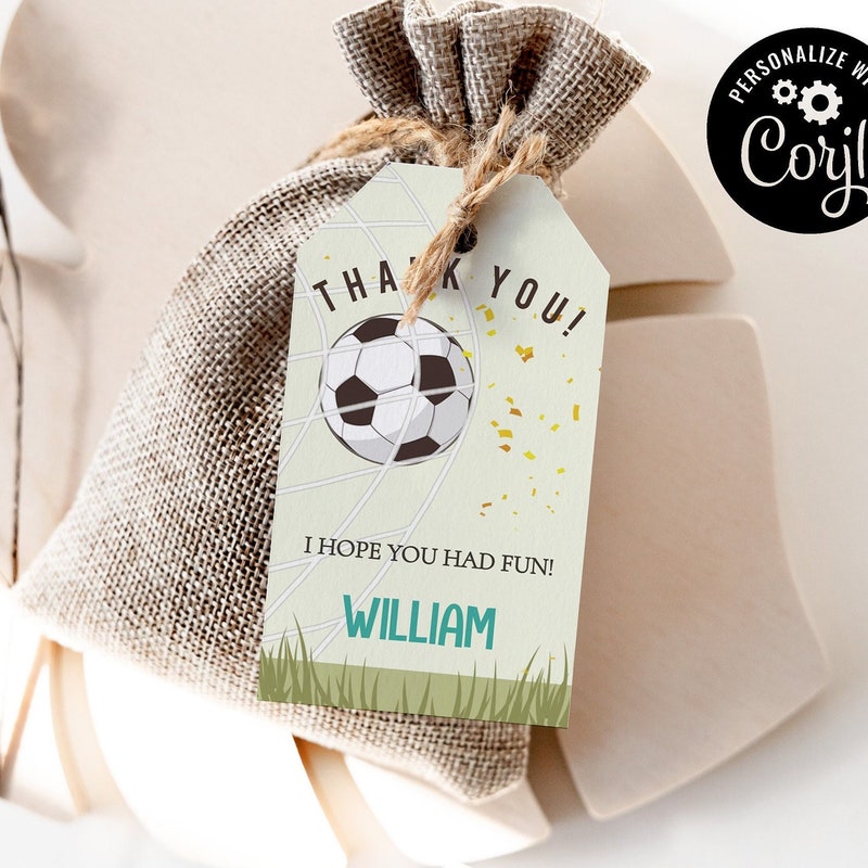 Soccer Thank You Tag - Etsy