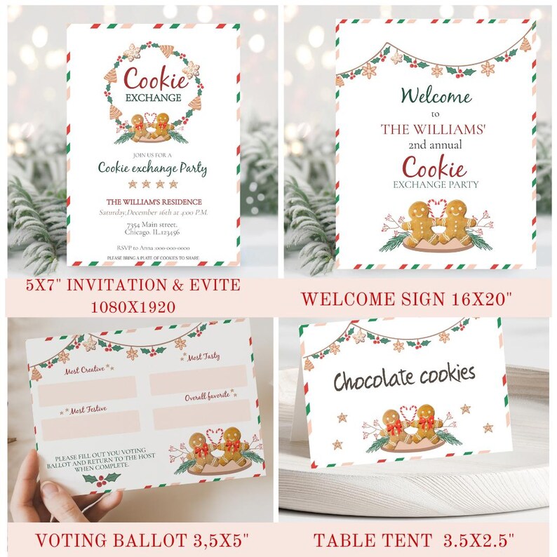 Cookie Exchange Party Bundle, Christmas Cookie Invitation Set, Holiday ...