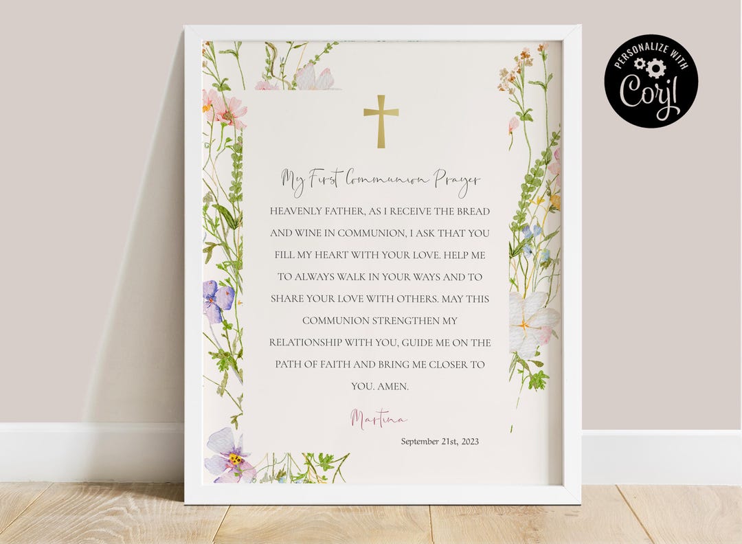 First Holy Communion Prayer Sign Template, Wildflower Communion Prayer ...