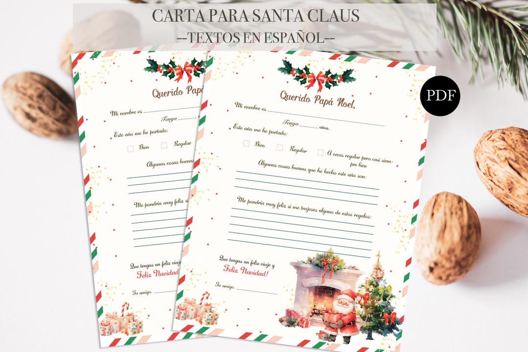 Spanish Christmas Wish Letter to Santa: Printable PDF (instant Download ...