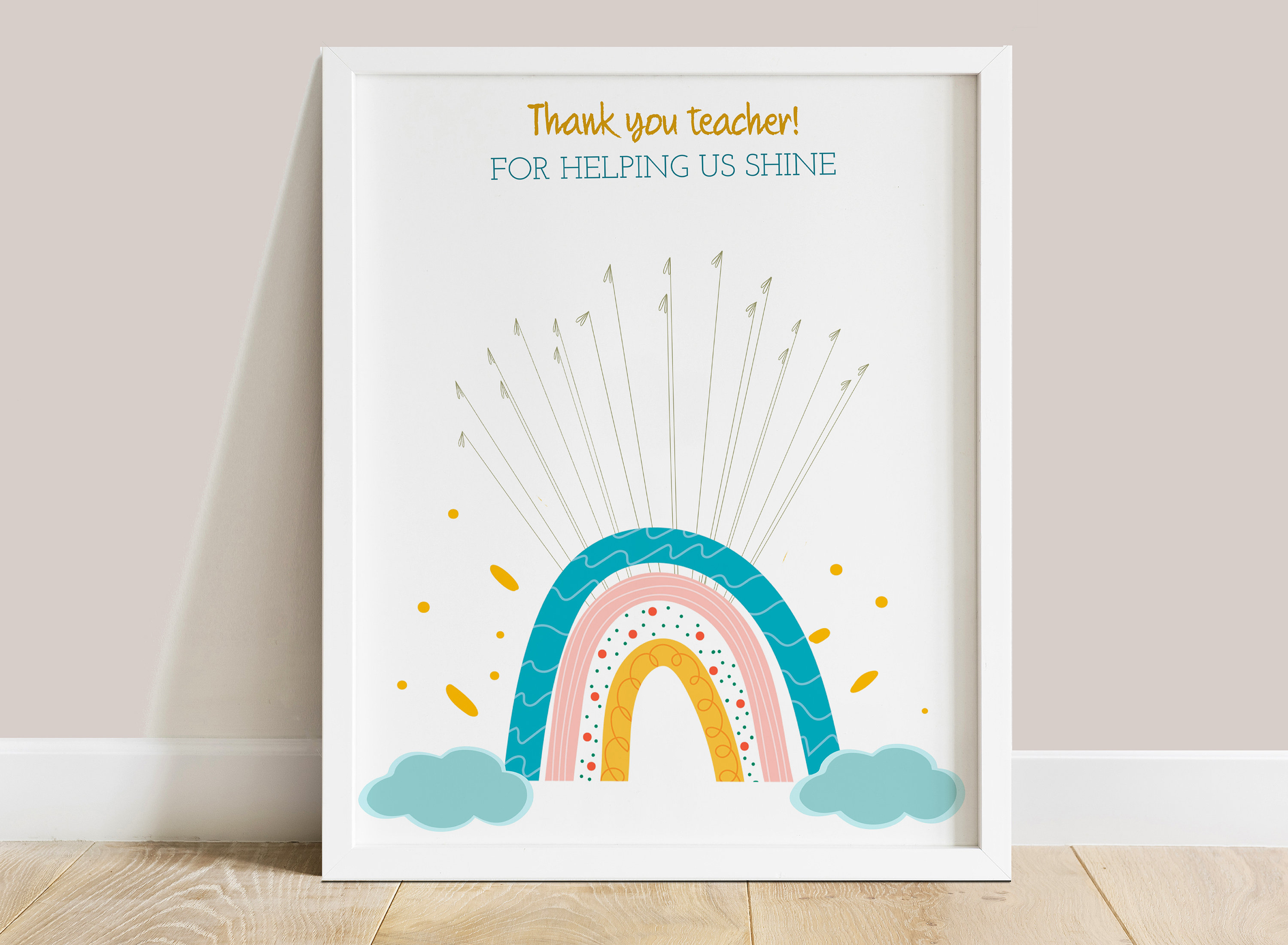 Rainbow Thank You Teacher Fingerprint Art, End of Year Teacher ...