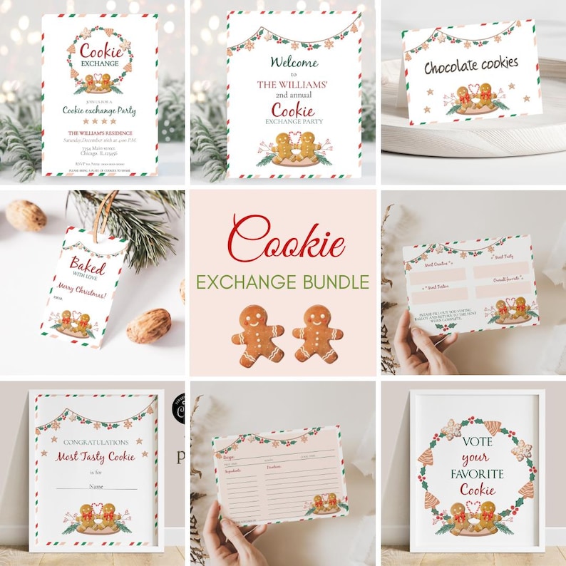 Cookie Exchange Party Bundle, Christmas Cookie Invitation Set, Holiday ...