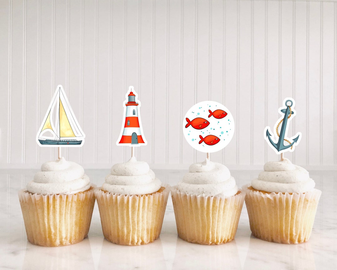 Nautical Cupcake Toppers: Sailor Birthday Party Decorations (PDF) - Etsy