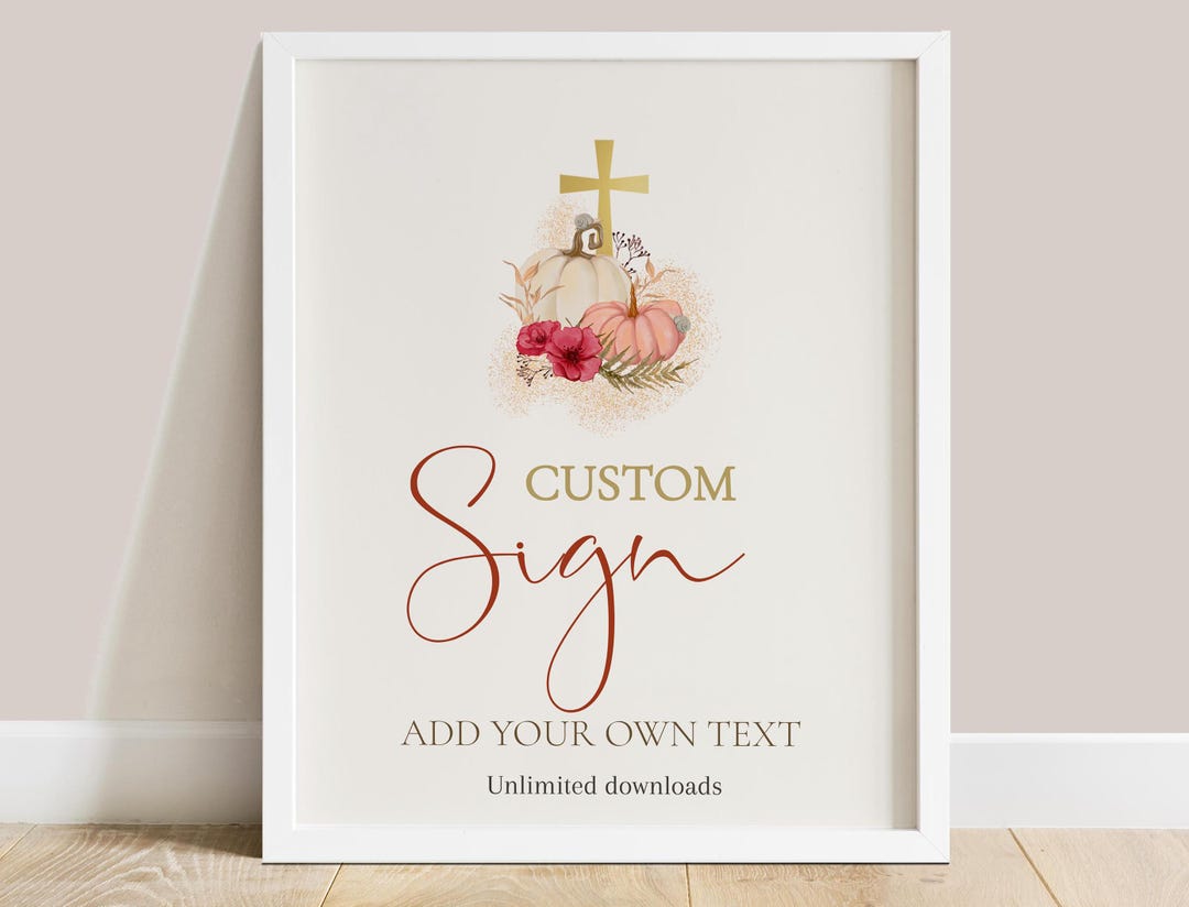 Pumpkin Baptism Custom Sign Template, Autumn Baptism Custom Sign ...