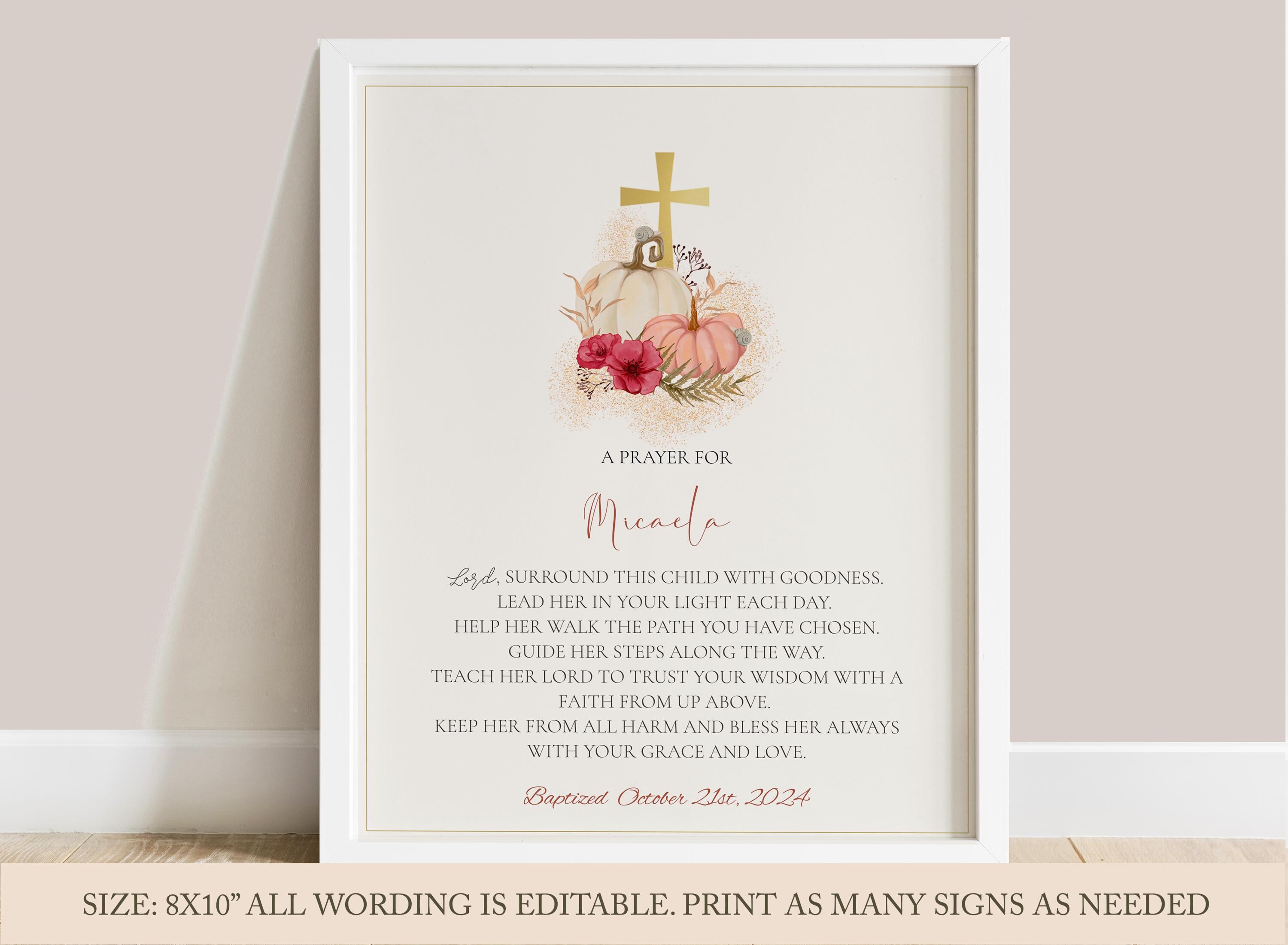 Pumpkin Baptism Prayer Sign Template, Autumn Baptism Prayer Sign ...