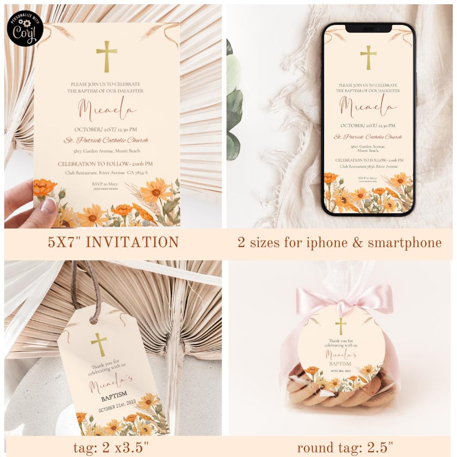 Fall Baptism Welcome Sign Template, Autumn Baptism Welcome Poster, Boho ...