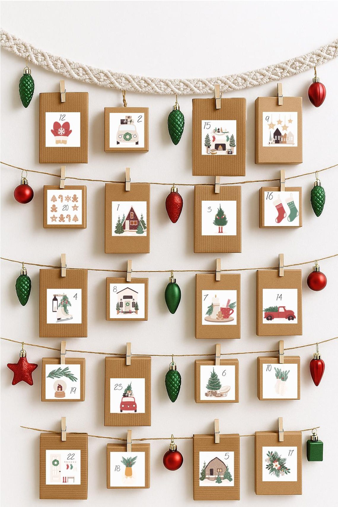 Advent Calendar Numbers Printable, Christmas Countdown Instant Download ...