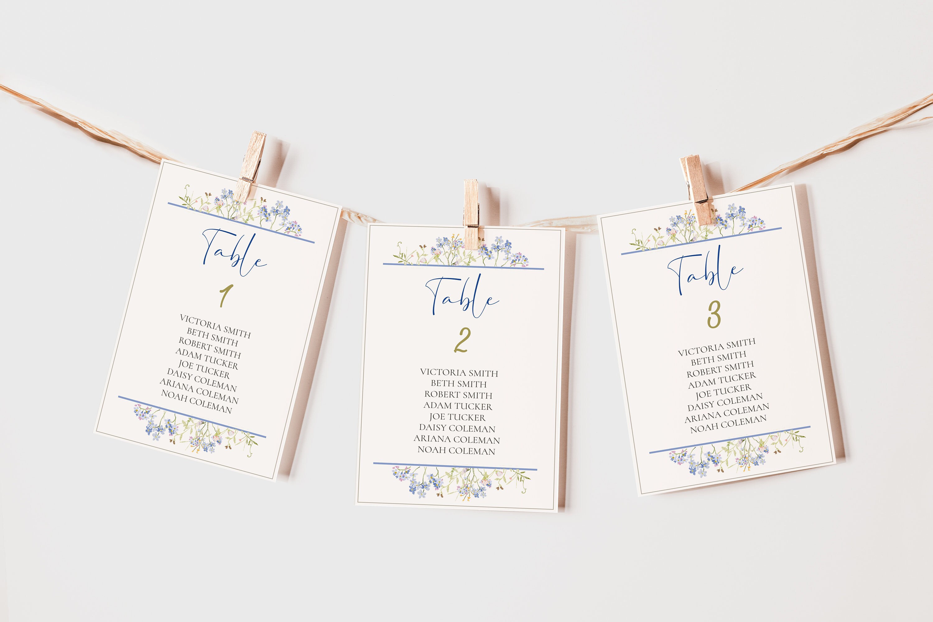 First Communion Table Chart Cards Editable, Blue Flowers Holy Communion ...