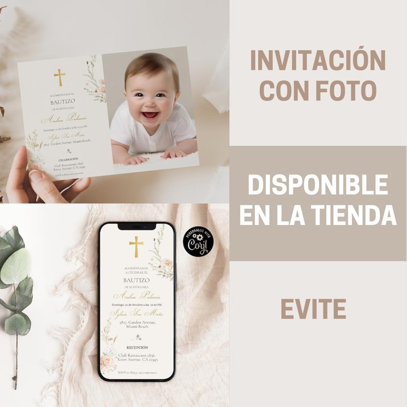 Spanish Baptism Save the Date Card, Reserva La Fecha Bautizo Editable ...