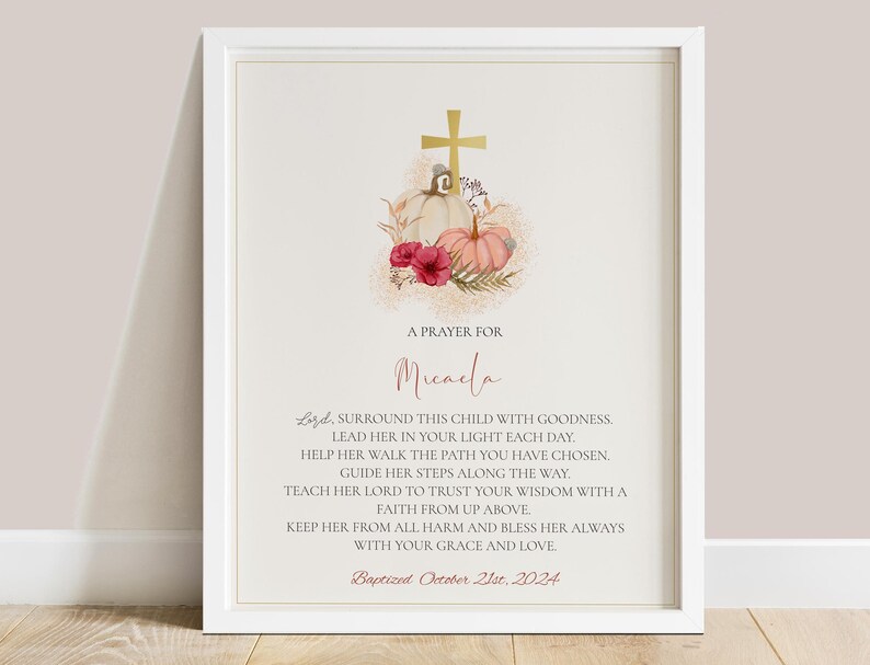 Pumpkin Baptism Prayer Sign Template, Autumn Baptism Prayer Sign ...