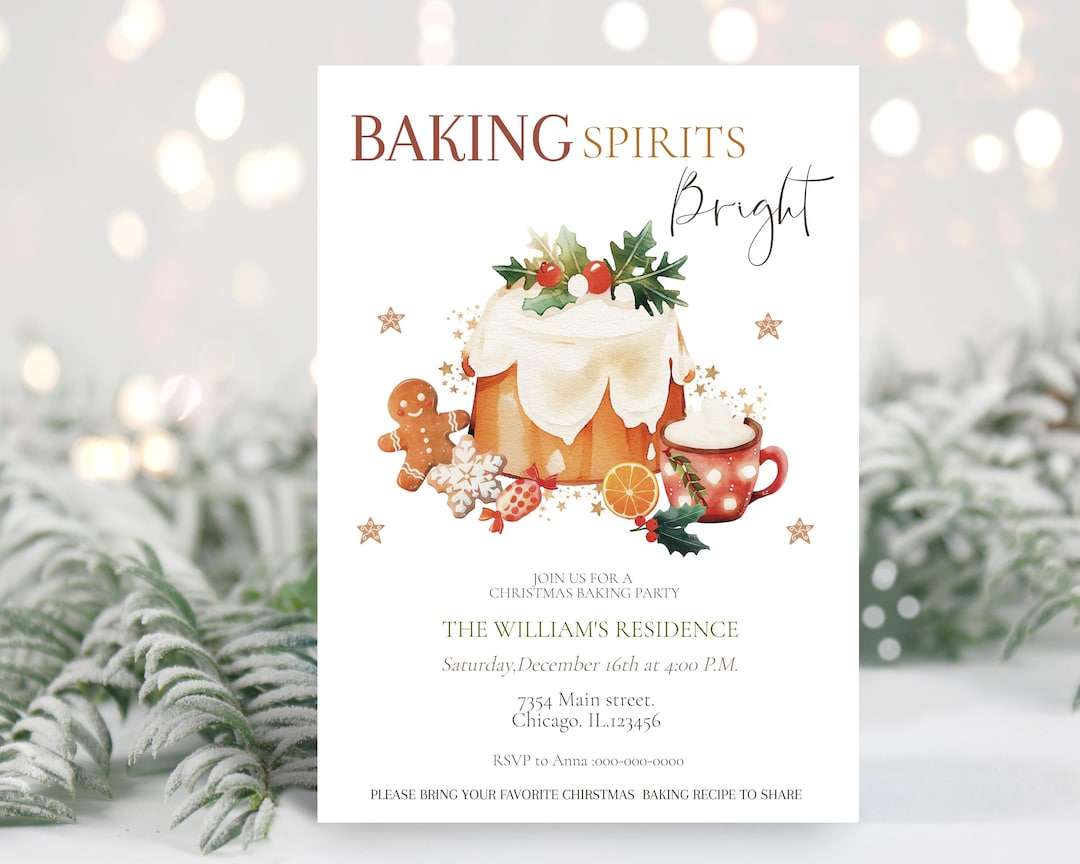 Christmas Baking Party Invitation, Christmas Party Invite Template ...