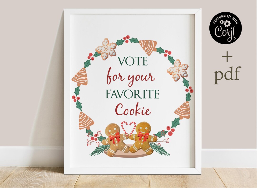 Christmas Cookie Exchange Sign Template, Cookie Party Sign Printable ...