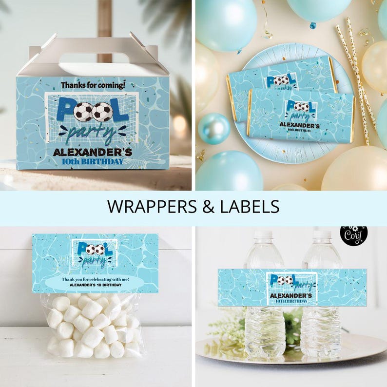 Editable Soccer Birthday Water Bottle Labels, Printable Summer Party ...