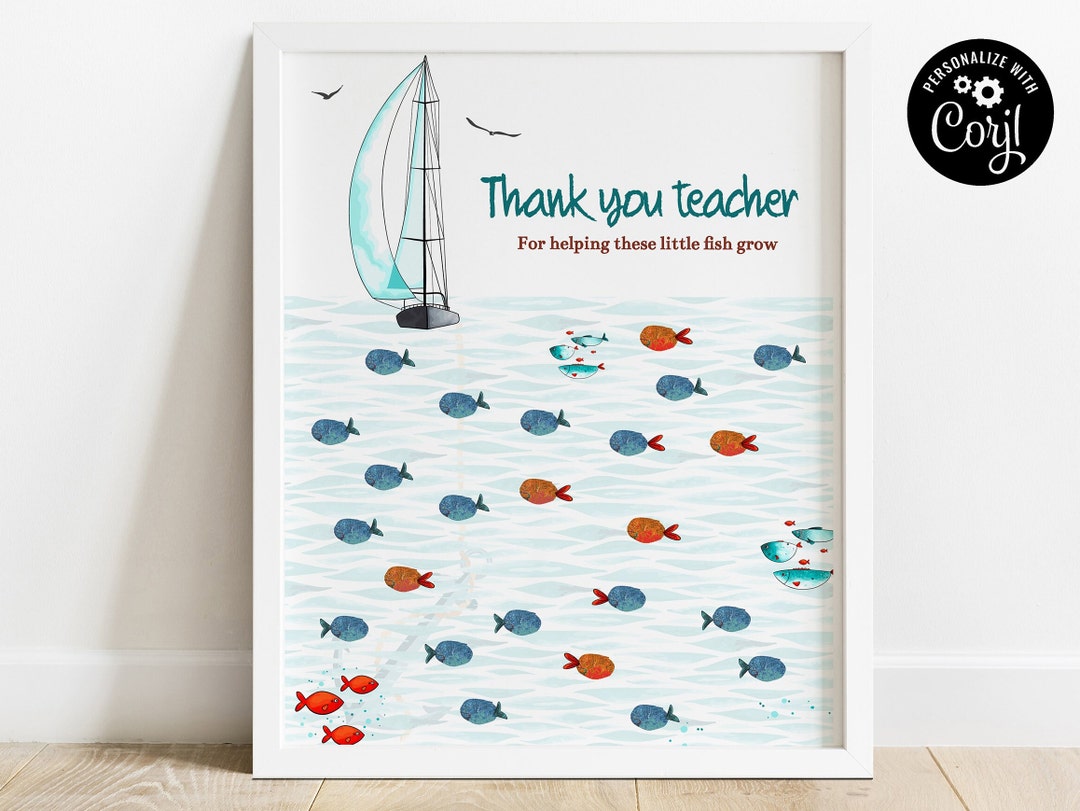 Editable Teacher's Appreciation Fingerprint Art, Thank You Teacher ...