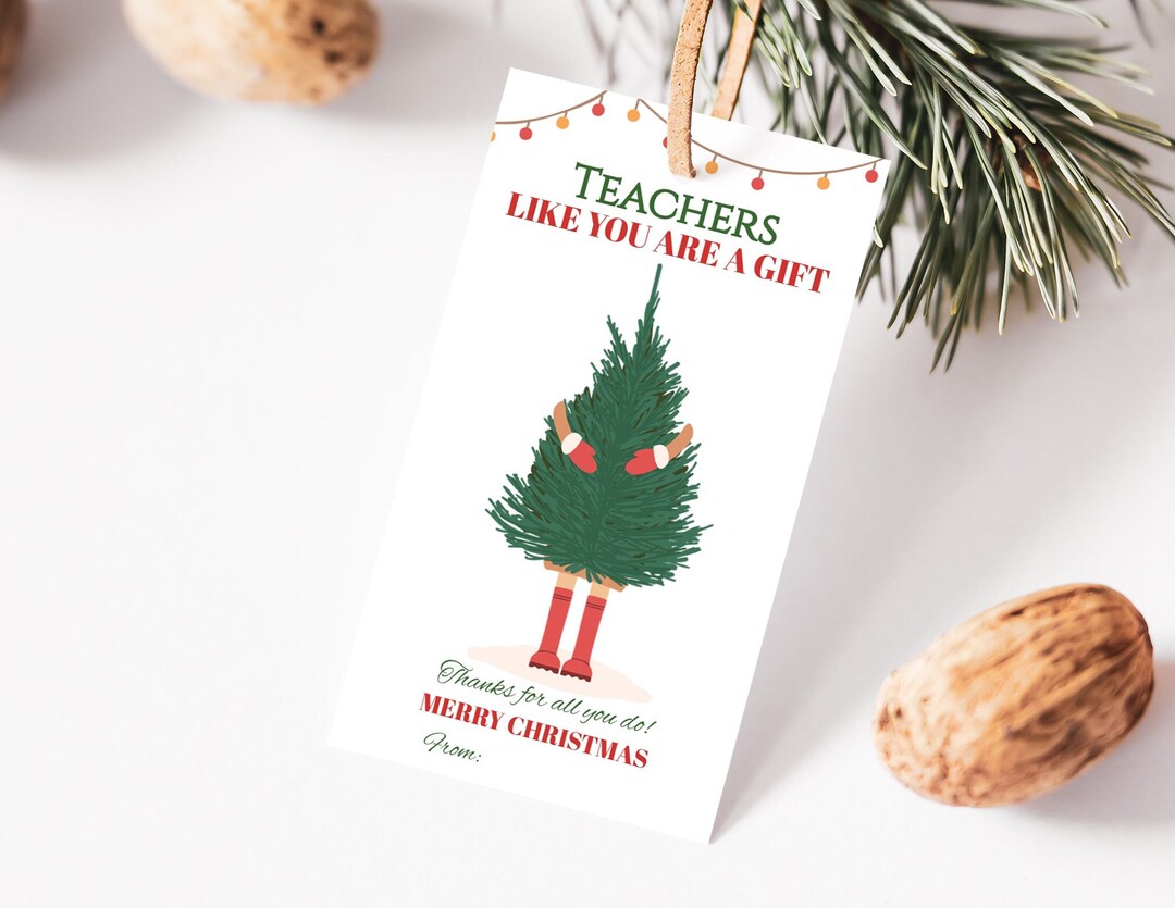 Printable Christmas Thank You Teacher Gift Tags, Holiday Teacher ...