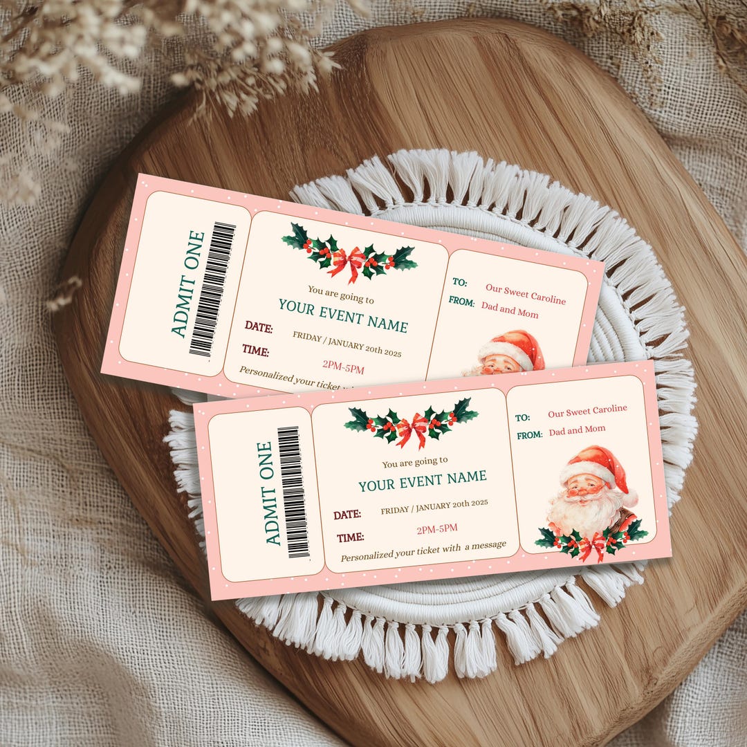 Editable Christmas Event Ticket, Holiday Gift (digital Download) - Etsy