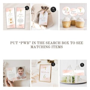 Pink Baptism Bundle Template, Modern Baptism Set Editable, Pink ...