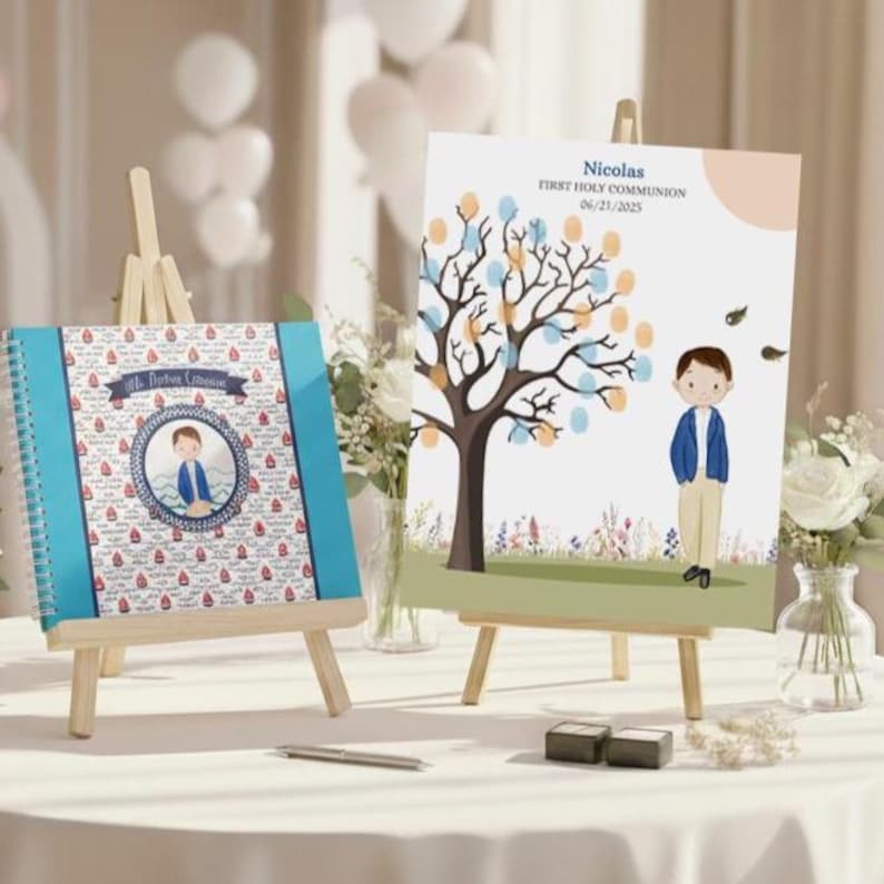 Boy First Communion Thumbprint Tree Guestbook Alternative (digital ...