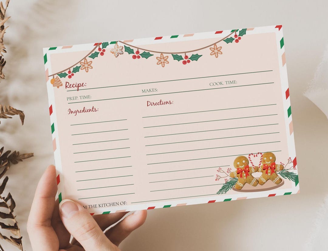 Christmas Cookie Exchange Recipe Card, Holiday Cookie Swap Recipe ...