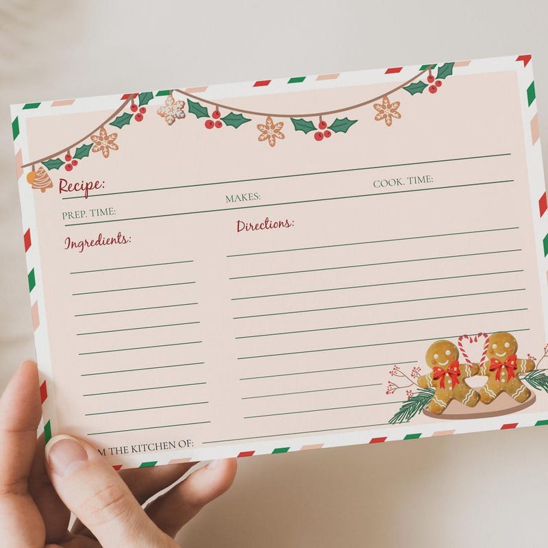 Cookie Recipe Printable - Etsy