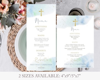 Boys First Holy Communion Menu, Baptism Menu Editable Template, Digital ...