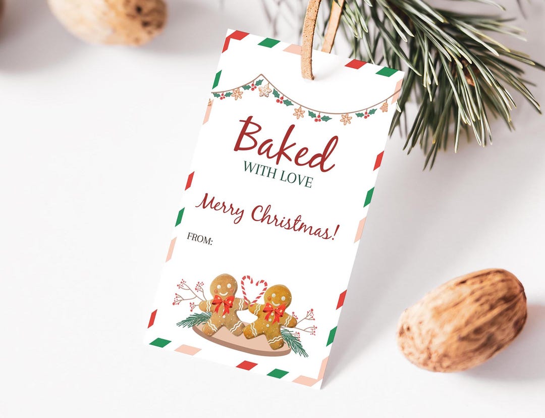 Christmas Baked With Love Tags Printable, Holiday Handmade With Love ...
