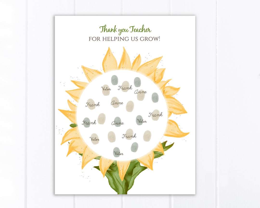 Editable Sunflower Teacher Appreciation Signature Poster, Thank You ...
