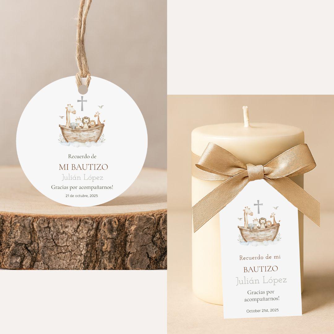 Spanish Noah’s Ark Baptism Mini Bundle: Editable Invitation & Decor Set ...