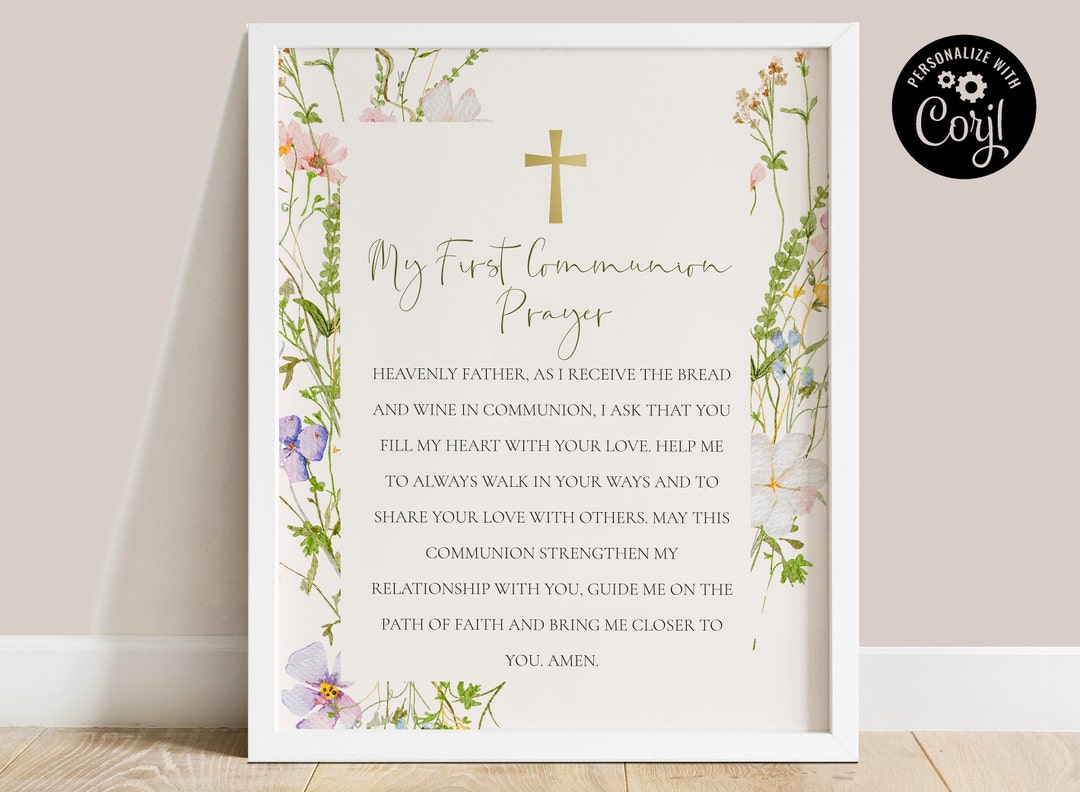 First Holy Communion Prayer Sign Template, Wildflower Communion Prayer ...