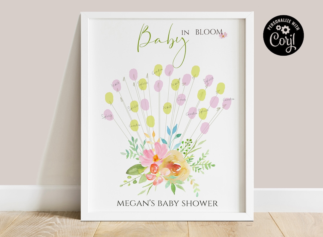 Baby in Bloom Fingerprint Tree Editable, Printable Floral Alternative ...