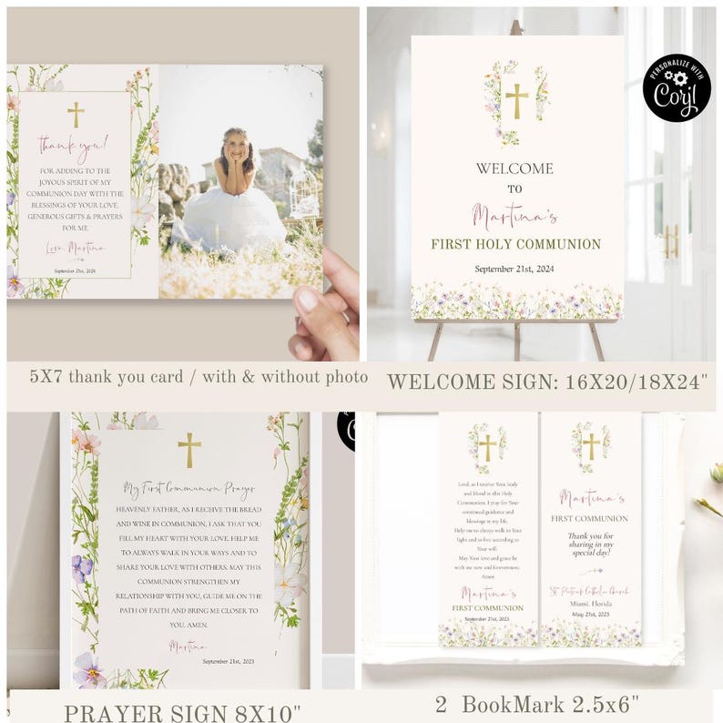 First Holy Communion Prayer Sign Template, Wildflower Communion Prayer ...