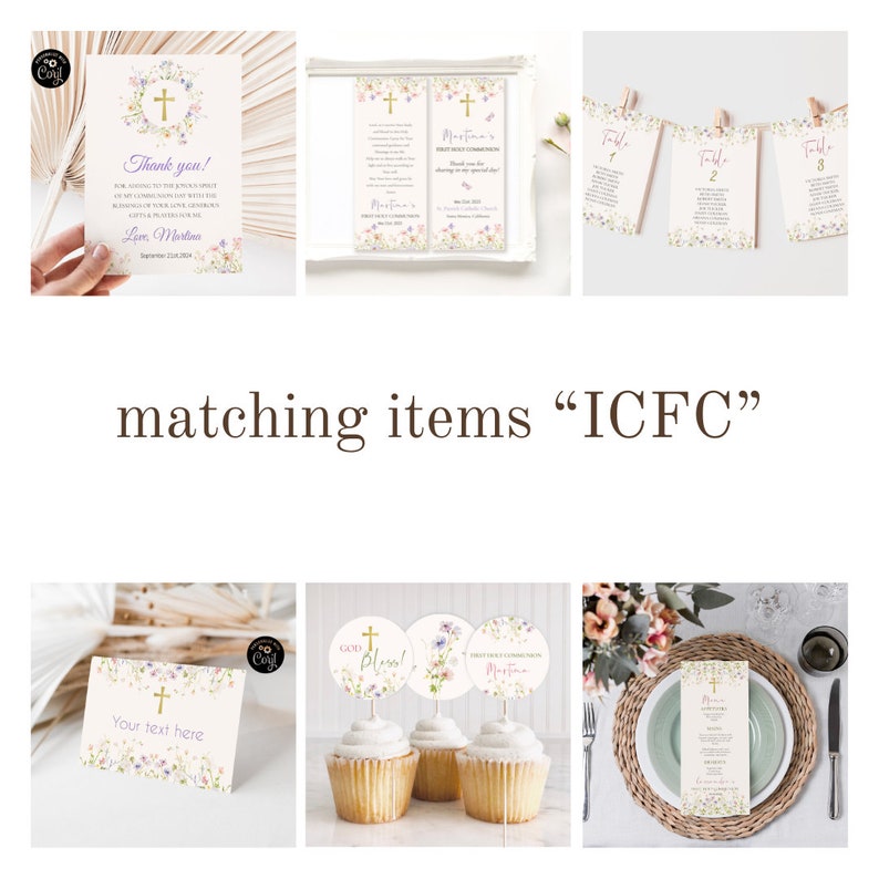 Wildflower Communion Seating Chart Cards, Girl Holy Communion Table ...