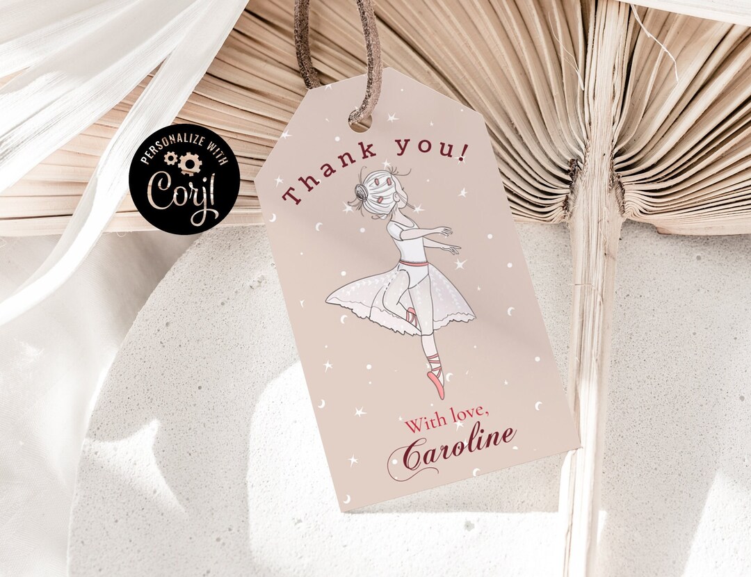 Editable Ballerina Party Labels for Girls, Dancer Girl Thank You Tags ...