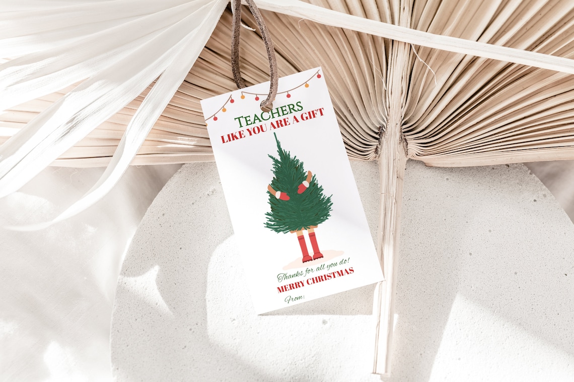 Printable Christmas Thank You Teacher Gift Tags, Holiday Teacher ...