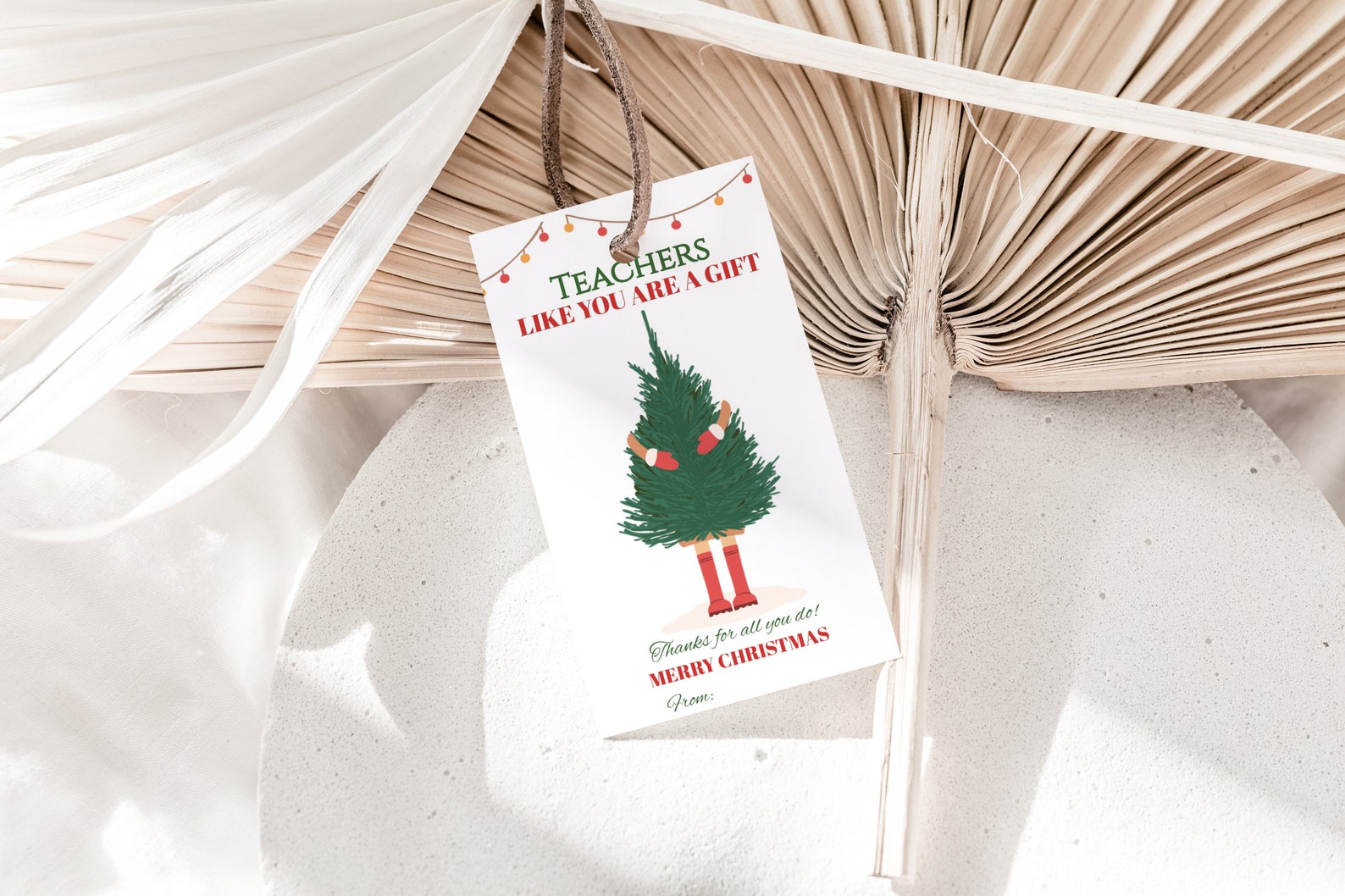 Printable Christmas Thank You Teacher Gift Tags, Holiday Teacher ...
