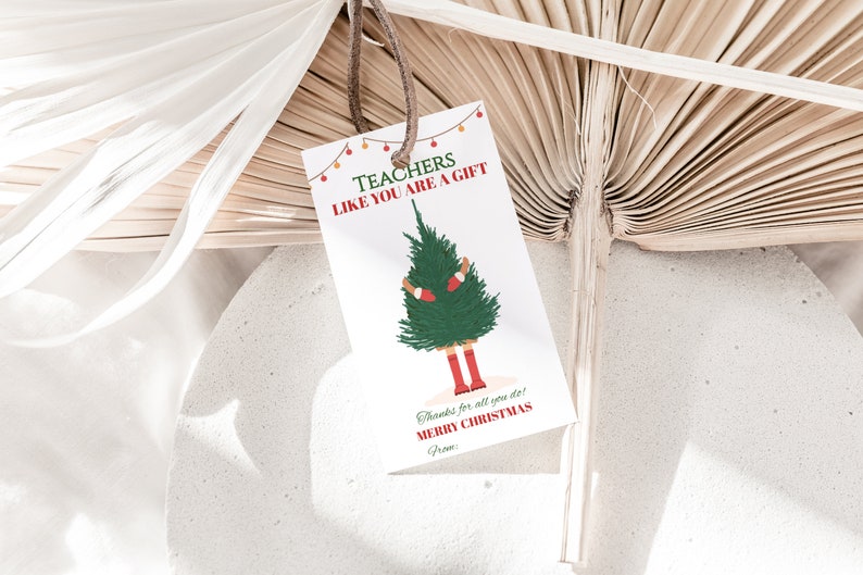 Printable Christmas Thank You Teacher Gift Tags, Holiday Teacher ...