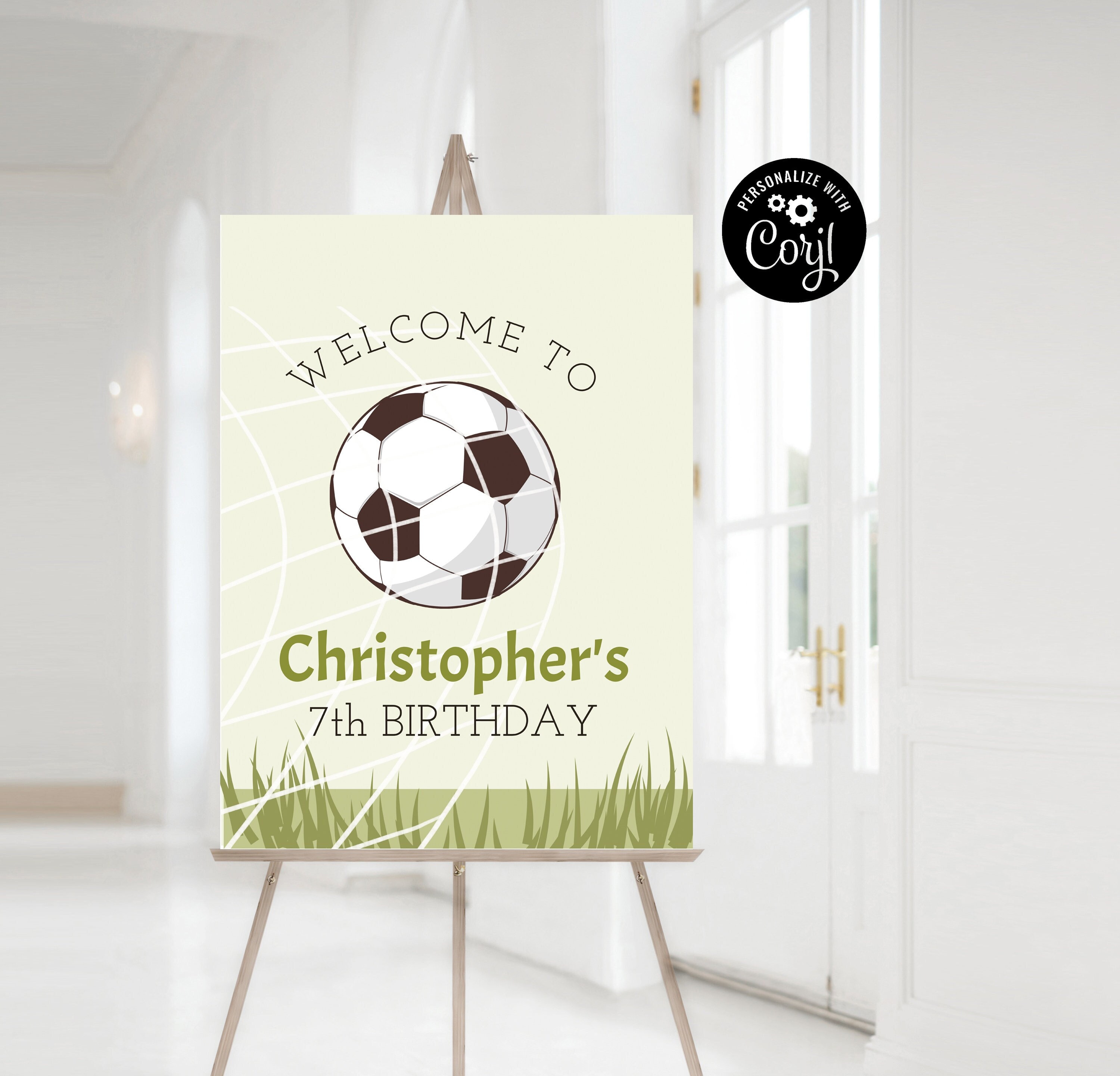 Editable Soccer Birthday Welcome Sign: Sport Party Decor (digital ...