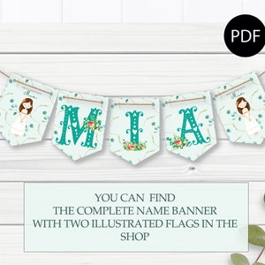 Editable First Communion Flag With Little Girl, Custom Pennant Girls ...