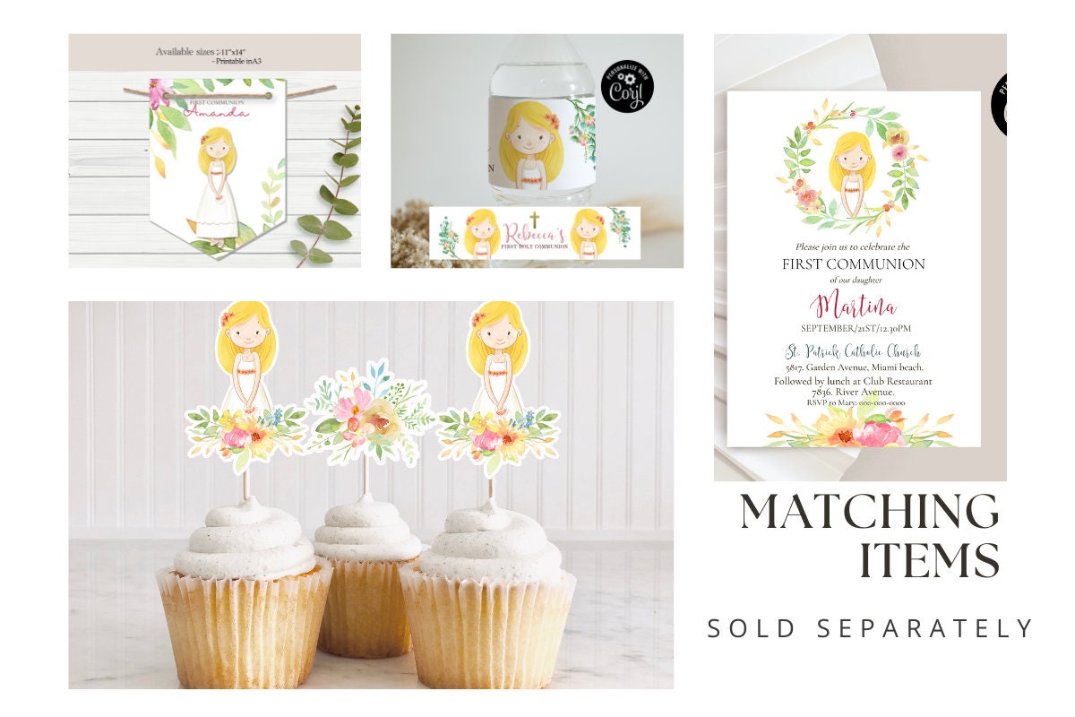 First Communion Cake Topper Instant Download, First Communion Party ...