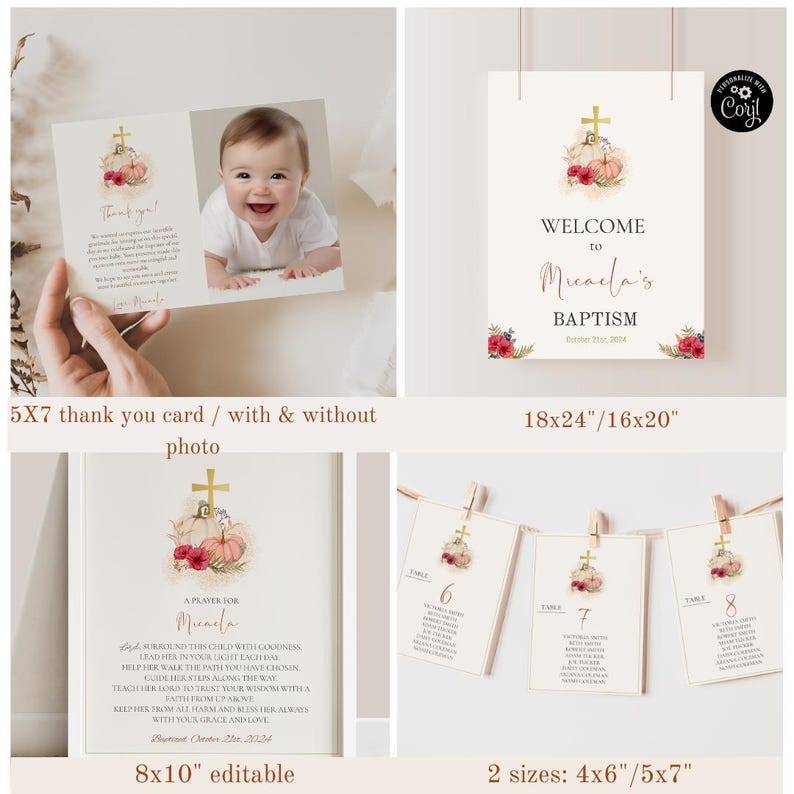 Pumpkin Baptism Prayer Sign Template, Autumn Baptism Prayer Sign ...