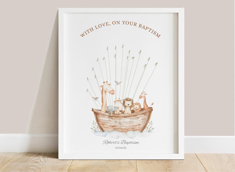 Noah's Ark Fingerprint Guest Book, Baptism Decor (digital Download) - Etsy