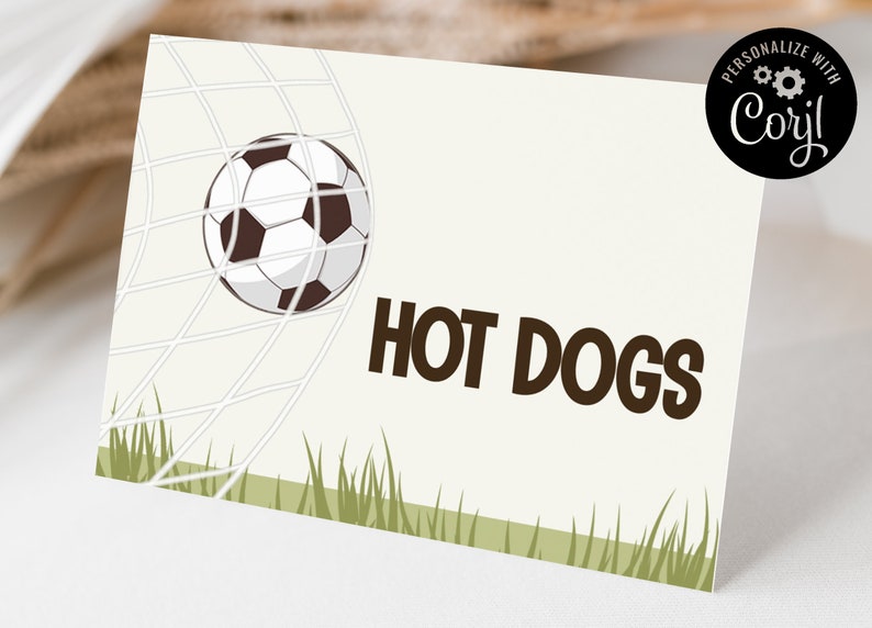 Soccer Party Food Labels Editable Template, Football Place Card ...
