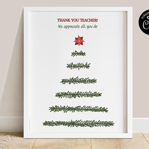 Christmas Teacher Appreciation Fingerprint Tree, Thank You Teacher ...