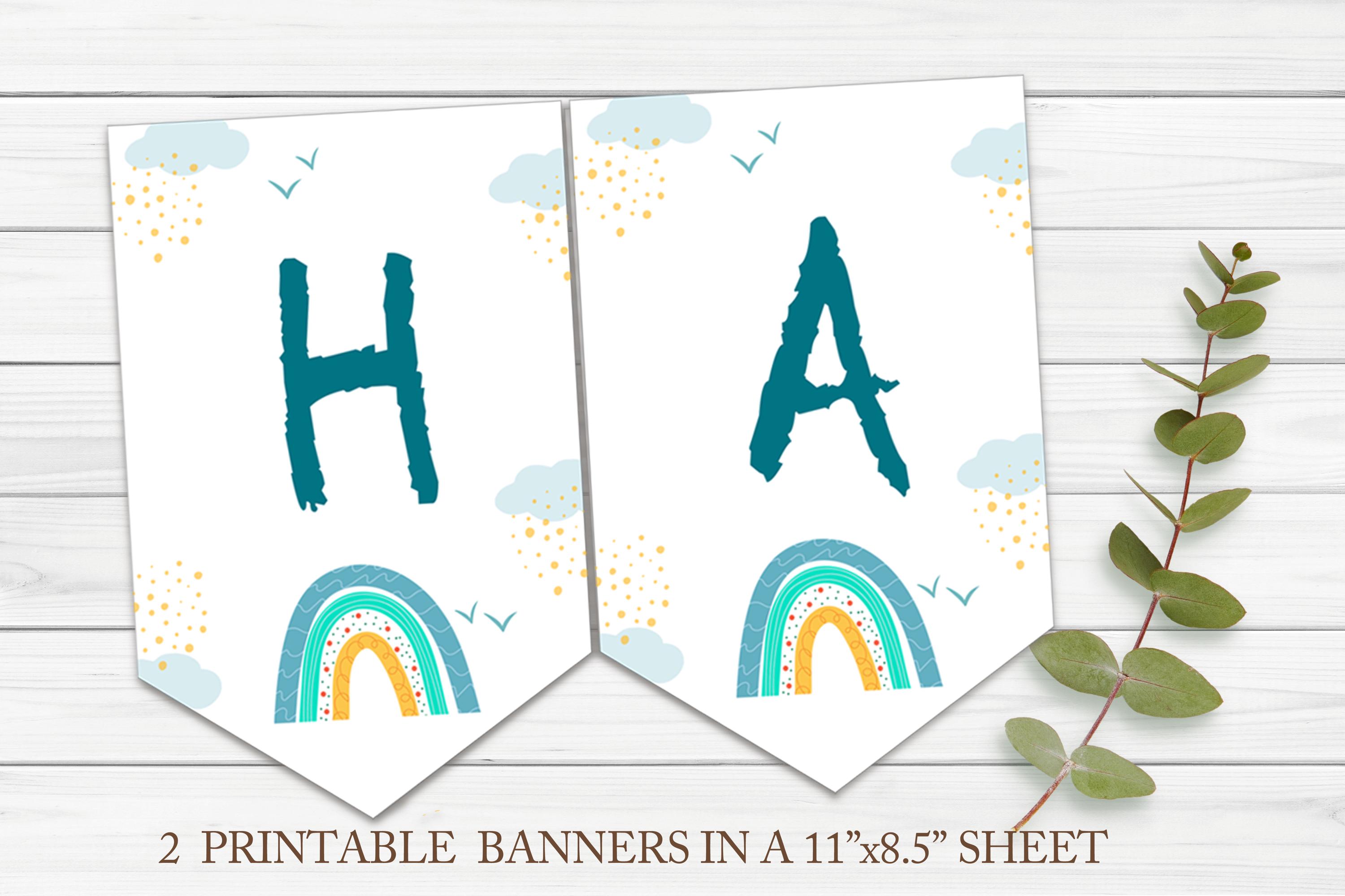 Rainbow Happy Birthday Banner Instant Download, Colorful Rainbow ...