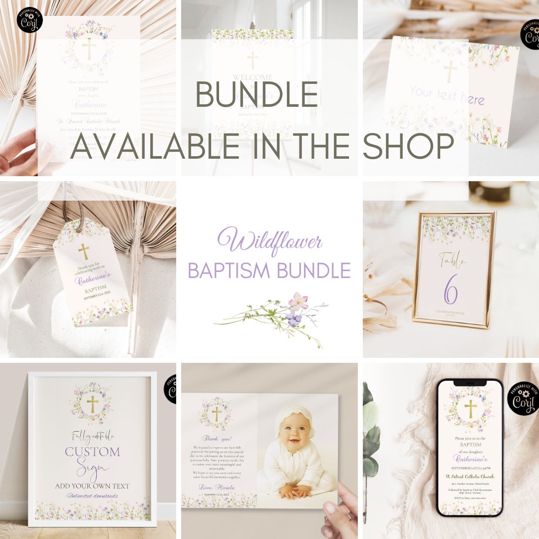 Wildflower Baptism Favor Tags Template, Floral Baptism Guest Gift ...