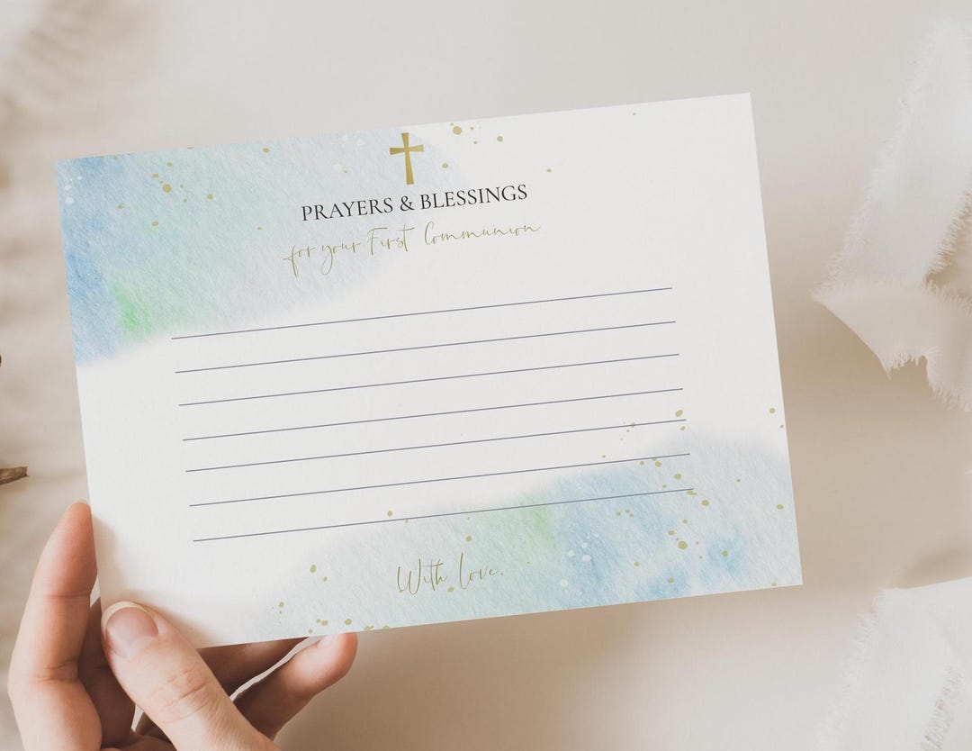 Prayers and Blessings Communion Card Template, Editable First Communion ...