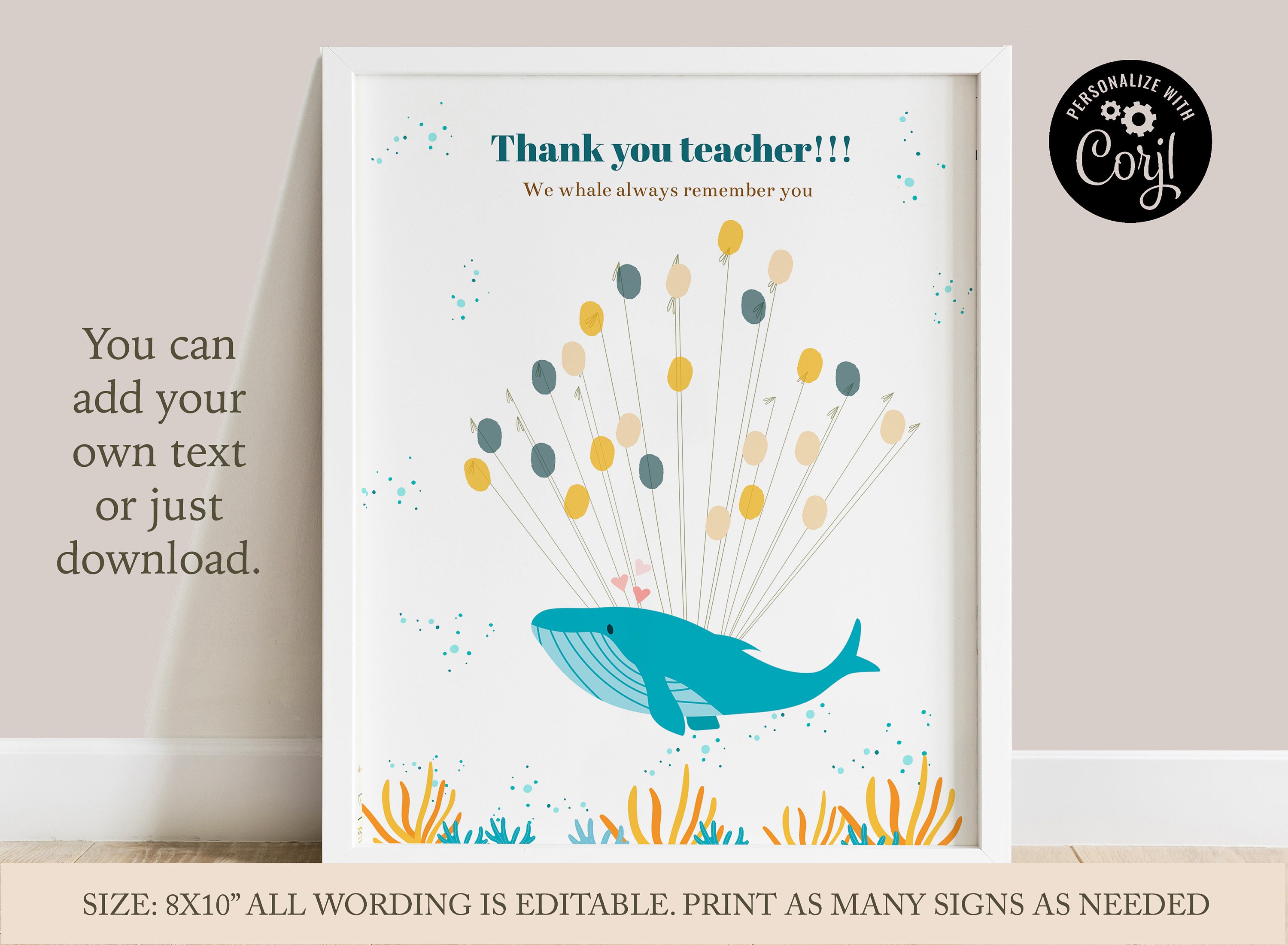 Teacher Appreciation Fingerprint Art, Under the Sea Thank You Teacher ...