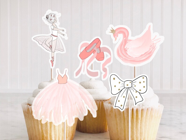 Ballerina Cupcake Toppers Printable, Pale Pink Ballet Toppers for Girl ...